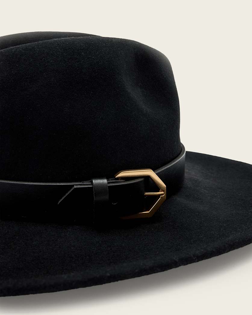 Fae Wool Fedora BLACK/WARM BRASS | ALLSAINTS